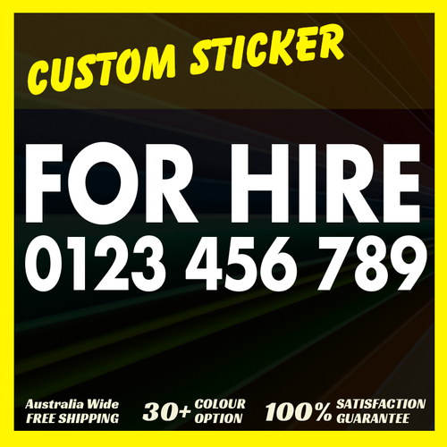 CUSTOM FOR HIRE CAR SIGN STICKERS #001 - 30x11cm - Indoor Outdoor Vinyl ...