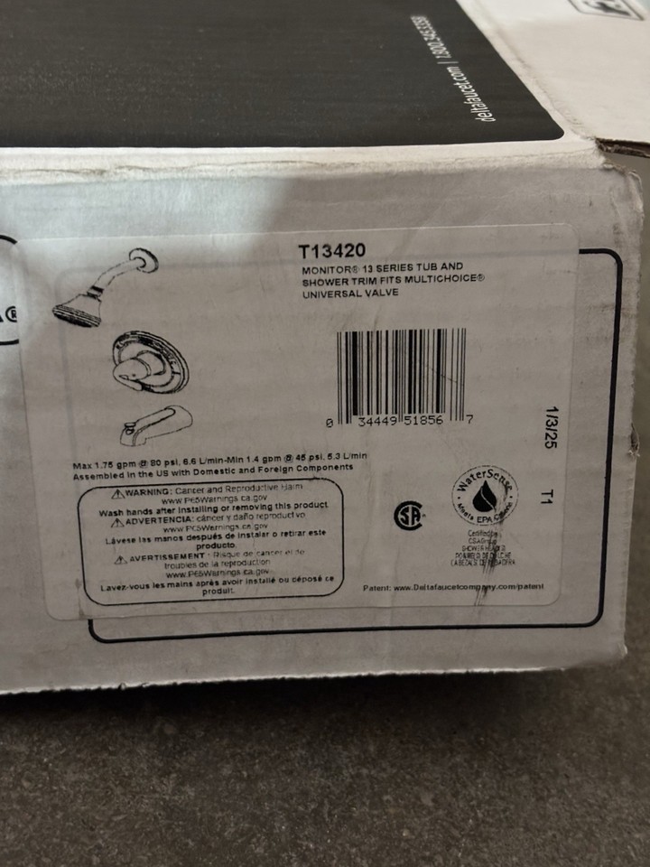 Delta T13420 Linden 13 Series Tub Shower Trim Chrome Valve Not Included ...