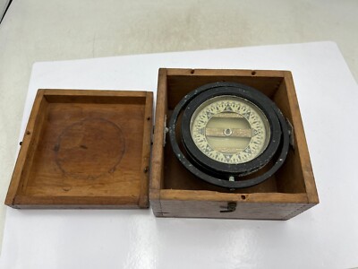 ANTIQUE NAUTICAL POLARIS SHIP FLOATING OIL COMPASS IN GYROSCOPE GYRO ...