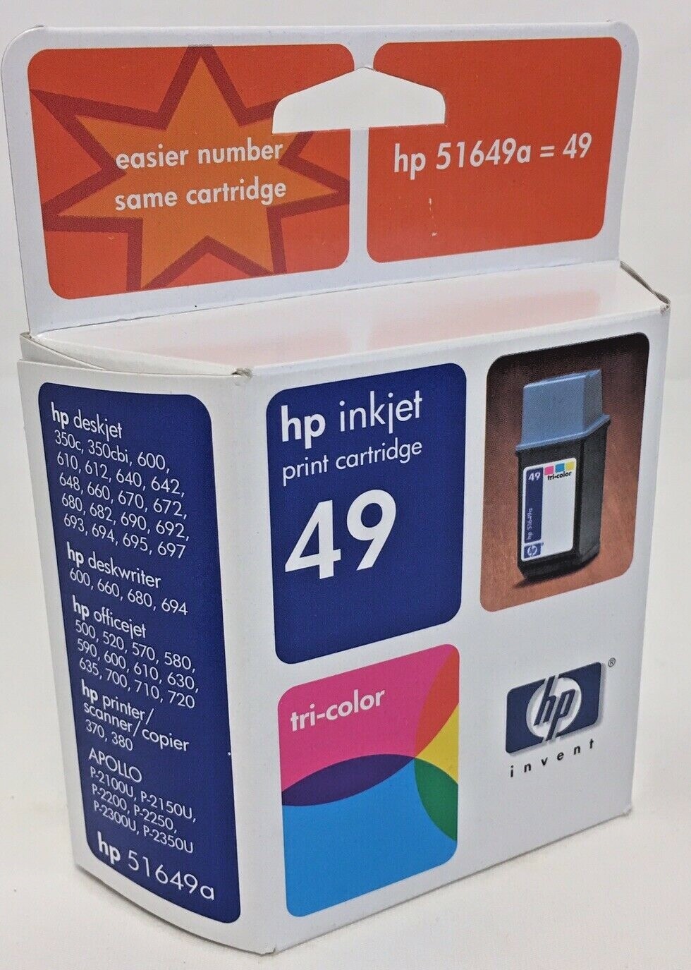 Genuine HP 49 Ink Cartridge Tri Color Refill Cyan Pink Yellow New Exp ...