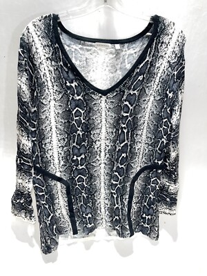 Boston Proper Black/White Snake Print Sweater Size Large | eBay
