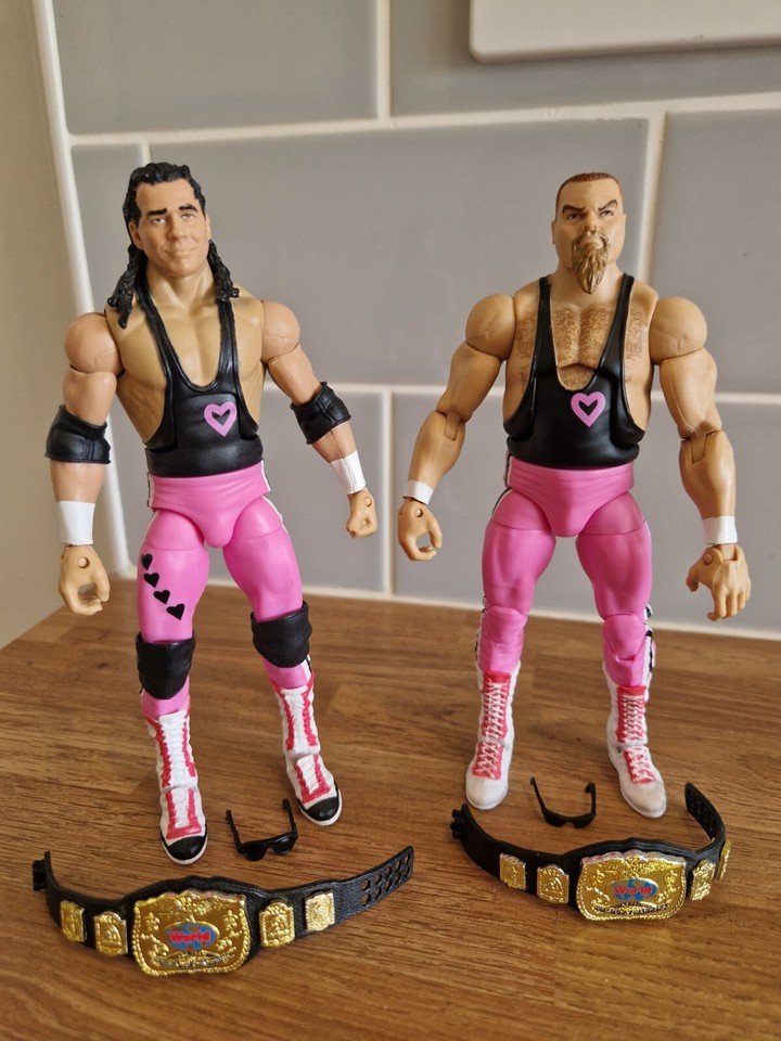 Hart Foundation WWE Elite Mattel Figure Set Bret Hitman Jim Anvil ...