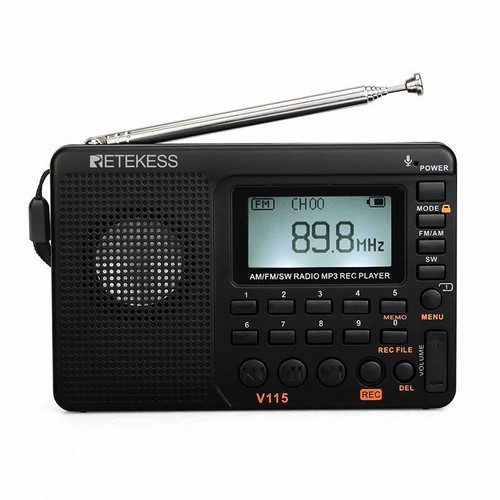 Retekess V115 Portable FM/AM/SW Radio Digital Rechargeable MP3 Player w ...