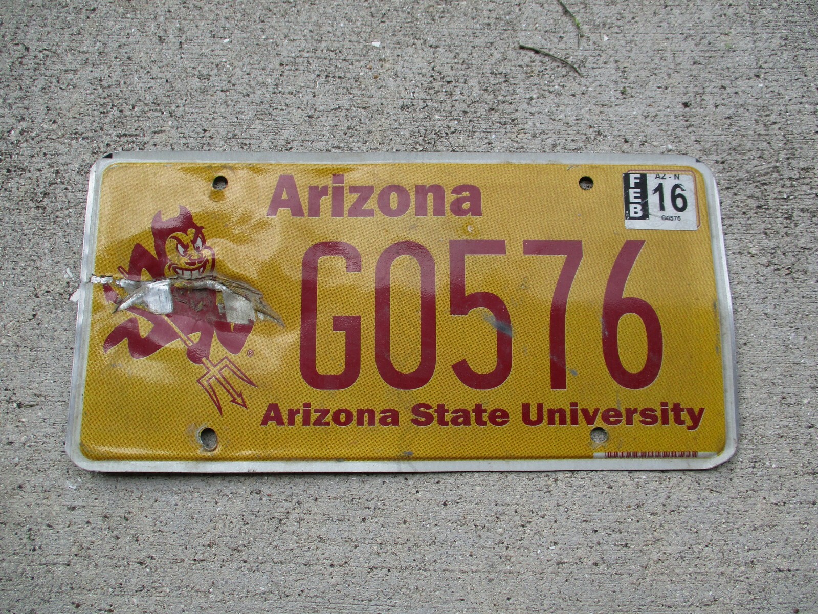 Arizona 2016 State University license plate # G0576 | eBay