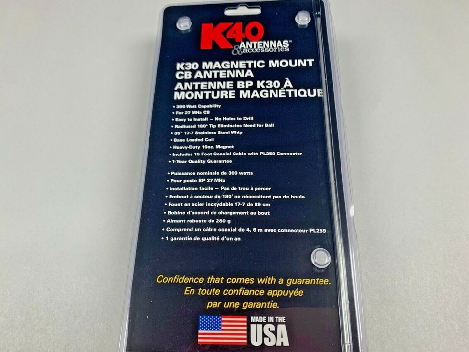 K40 K30 35" Magnet Mount Stainless Steel CB Antenna, 300 Watts | eBay
