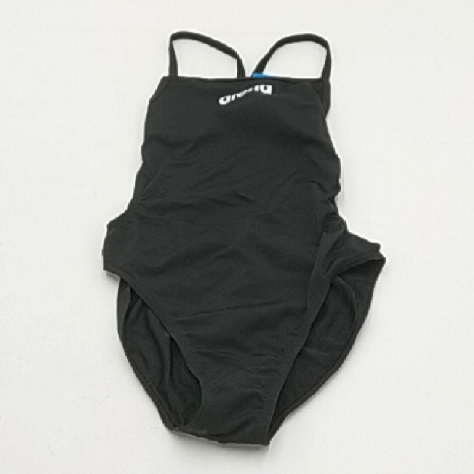 Arena Solid Lightech Junior Mädchen Badeanzug Schwarz Weiß Schwimmanzug ...