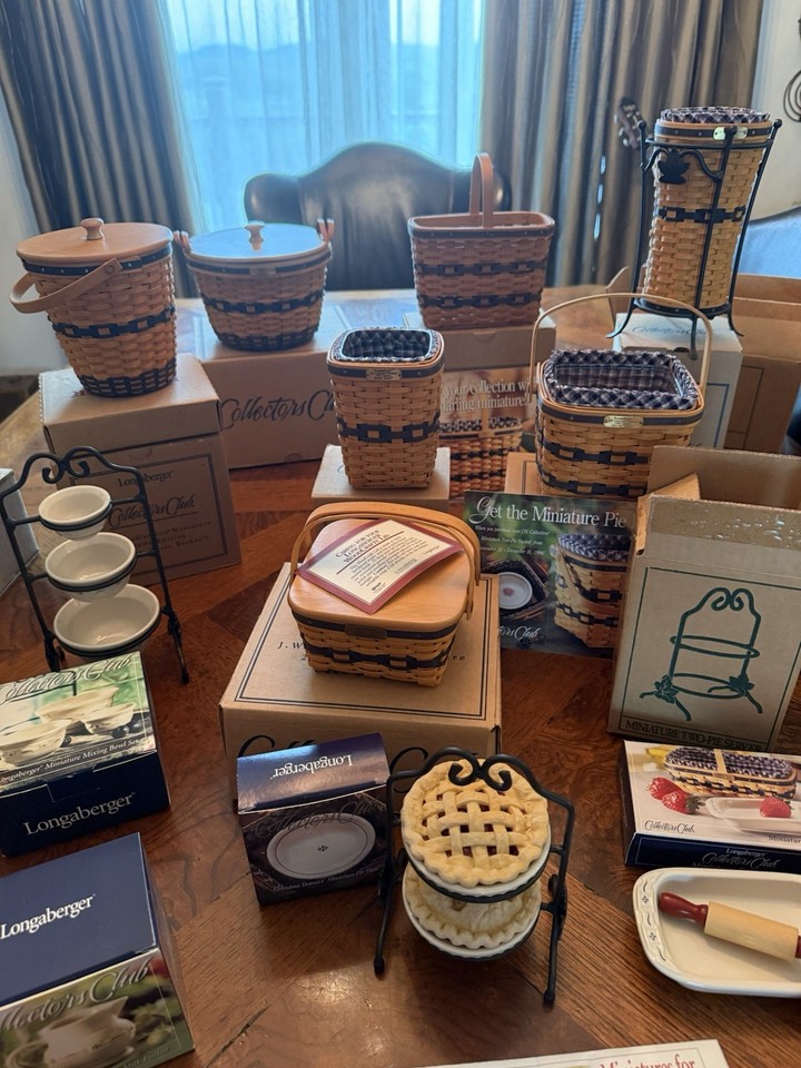 HUGE JW Longaberger Miniature Basket Set, Complete Set, Pottery Set, Many Extras | eBay