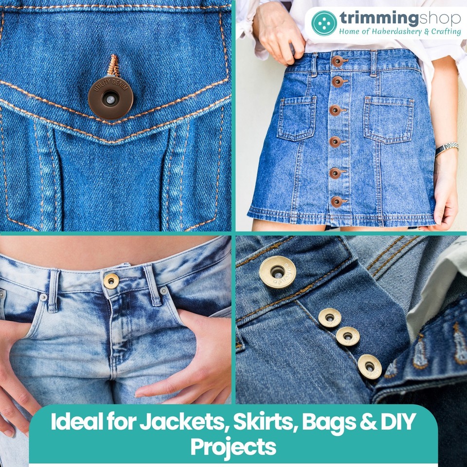 Jeans Buttons Brass Rivets With Fixing Hand Tool for Jacket Clothing ...