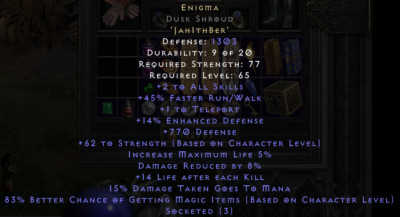 Enigma Armor Diablo 2 Resurrected / 1303 + 770 Def - Diablo 2R - PC | eBay