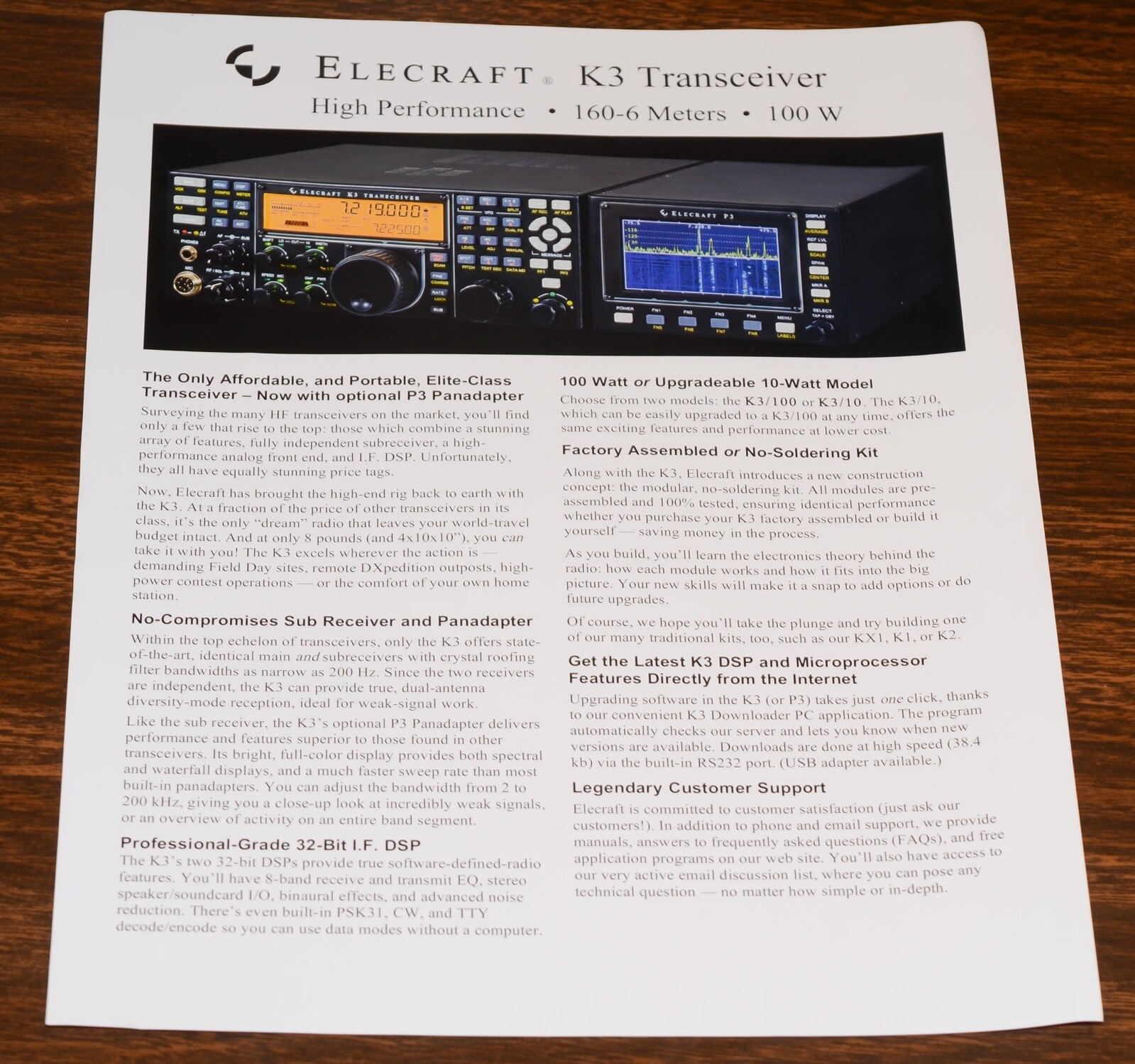 BROCHURE: ELECRAFT K3 P3 ALL MODE TRANSCEIVER HAM RADIO PANADAPTER | eBay