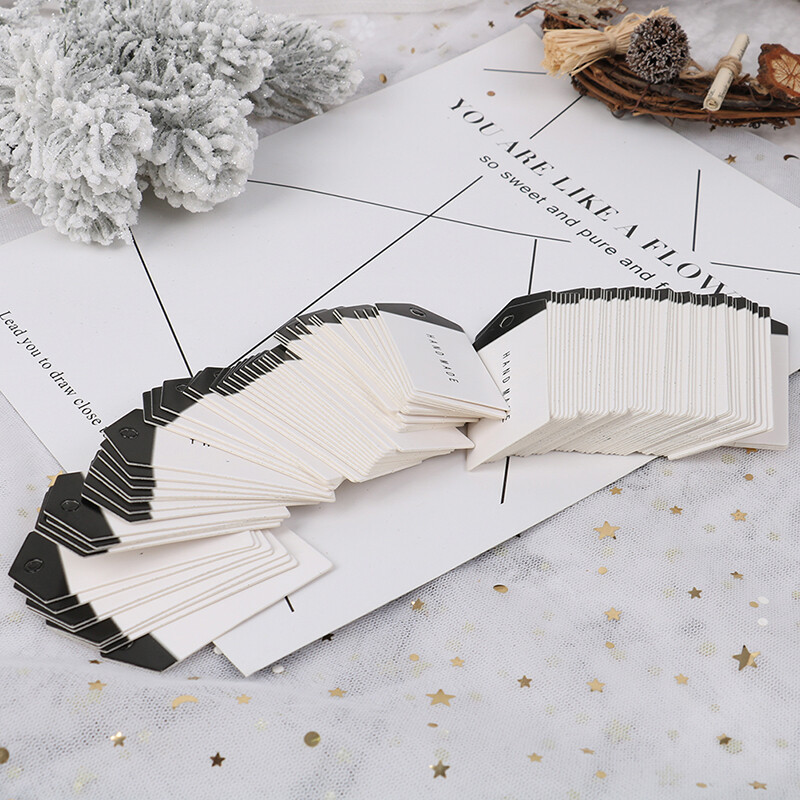 100pc handmade two-color labels tag kraft paper labels DIY decoration ...