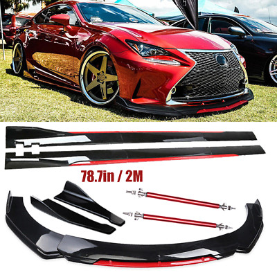Front Bumper Lip Splitter Side Skirt Gloss Black Red For Lexus IS250 ...