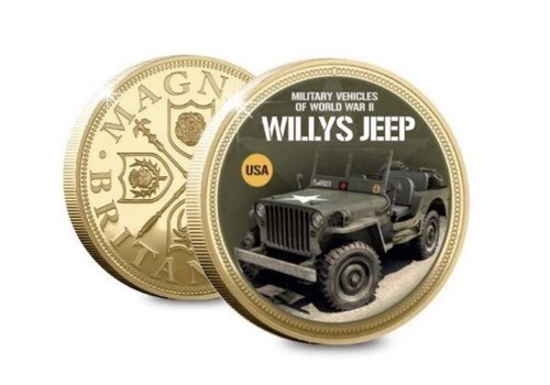 Military Vehicle Of WW2 Coin - USA Willys Jeep Army Vehicles Gold ...