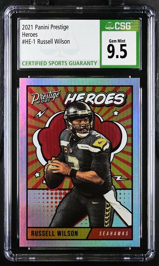 2021 Russell Wilson Card Heroes Marvels - Panini Prestige Case Hit #HE ...