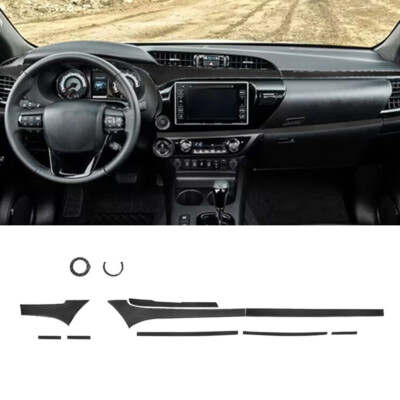 11X Carbon Fiber Center Console Dashboard Cover Trim For Toyota Hilux ...