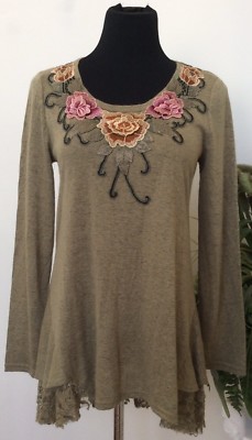 Cristina Women’s Green Flower Embroidery Lace Tunic Top Size M EUC! | eBay