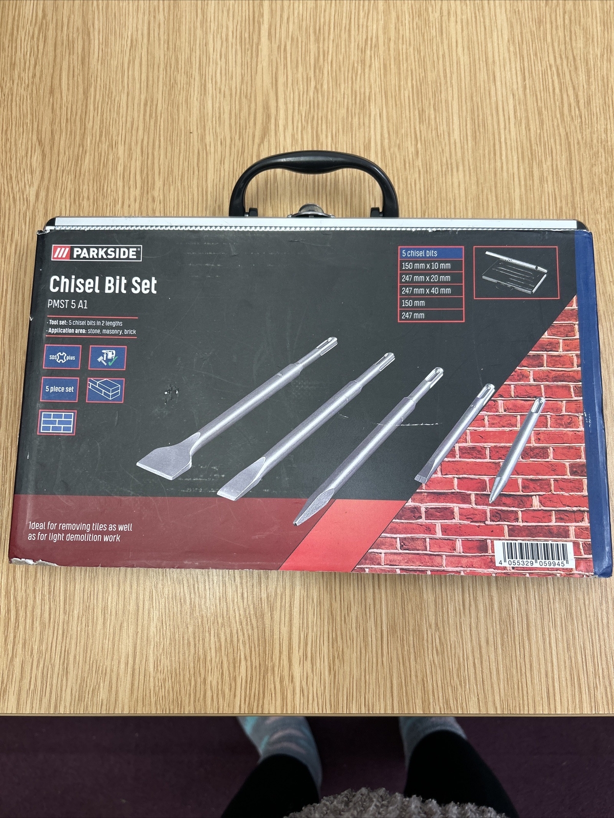 PARKSIDE 5 PIECE CHISEL BIT SET IN CASE PMST 5A1 SDS PLUS(tatty Box ...