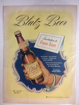 1945 vintage original color ad Blatz Beer Invitation To Great Taste | eBay