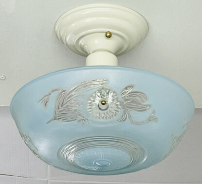 Antique Blue Glass Ceiling Covers Blue Glass Vintage Ceiling Light