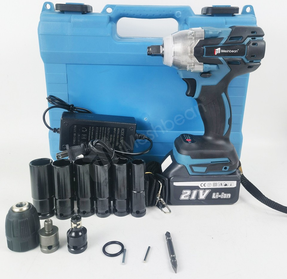 Cordless Electric Impact Wrench Gun 1/2'' High Power Drill Driver Li ...