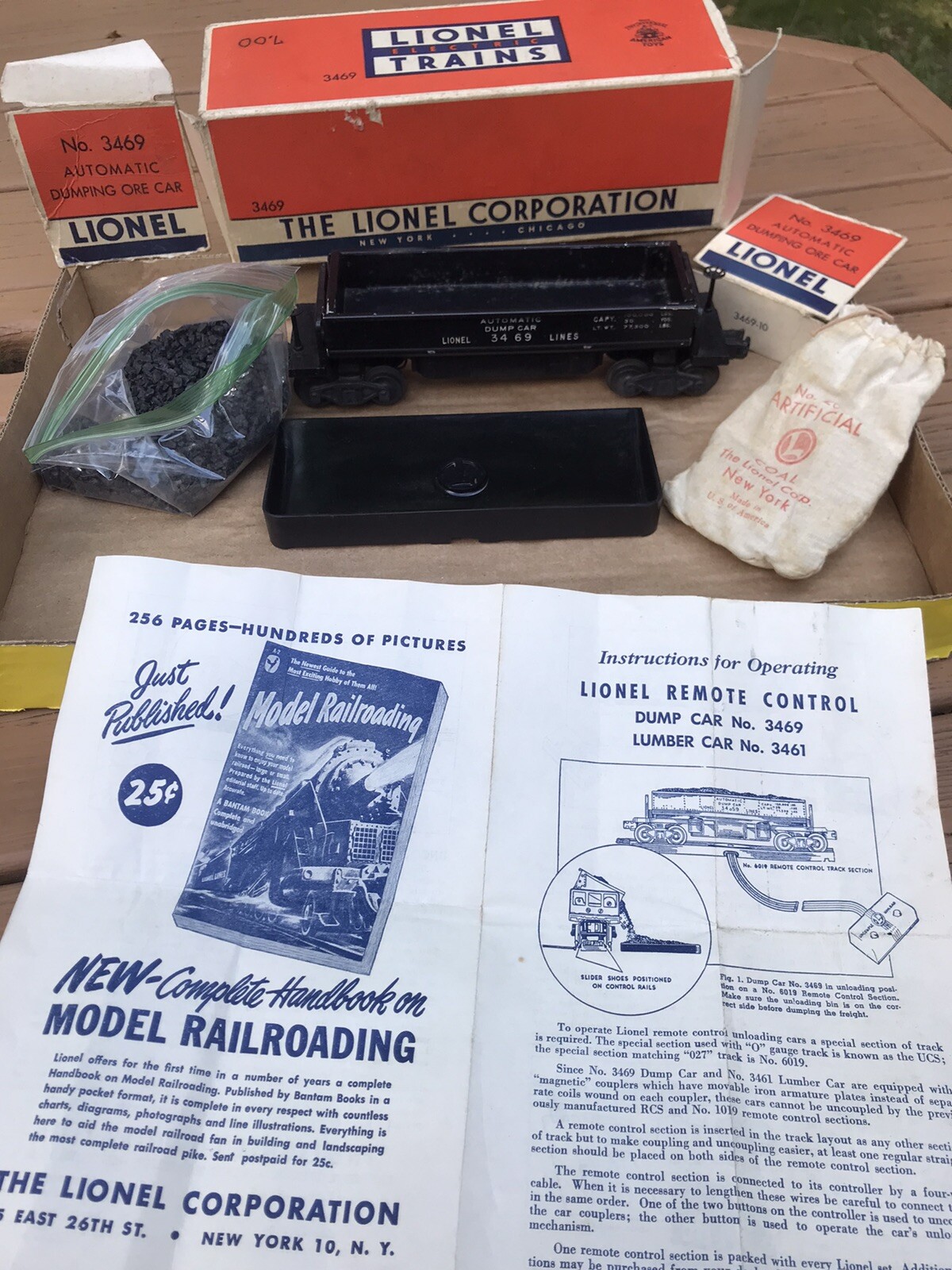 Orig LIONEL 3469 AUTOMATIC DUMPING ORE CAR POSTWAR - Coal, Instructions ...