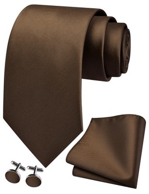 Dark Brown Tie for Men Silk Wedding Coffee Necktie Pocket Square and ...