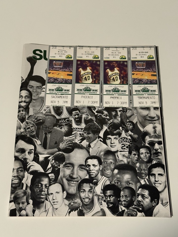 Seattle SuperSonics Fastbreak Magazine Volume 1 Number 1 + Game Roster ...