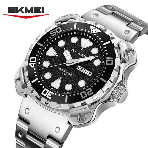 SKMEI Steel Wristwatch Big Case Men Watch Week Date Male Business ...