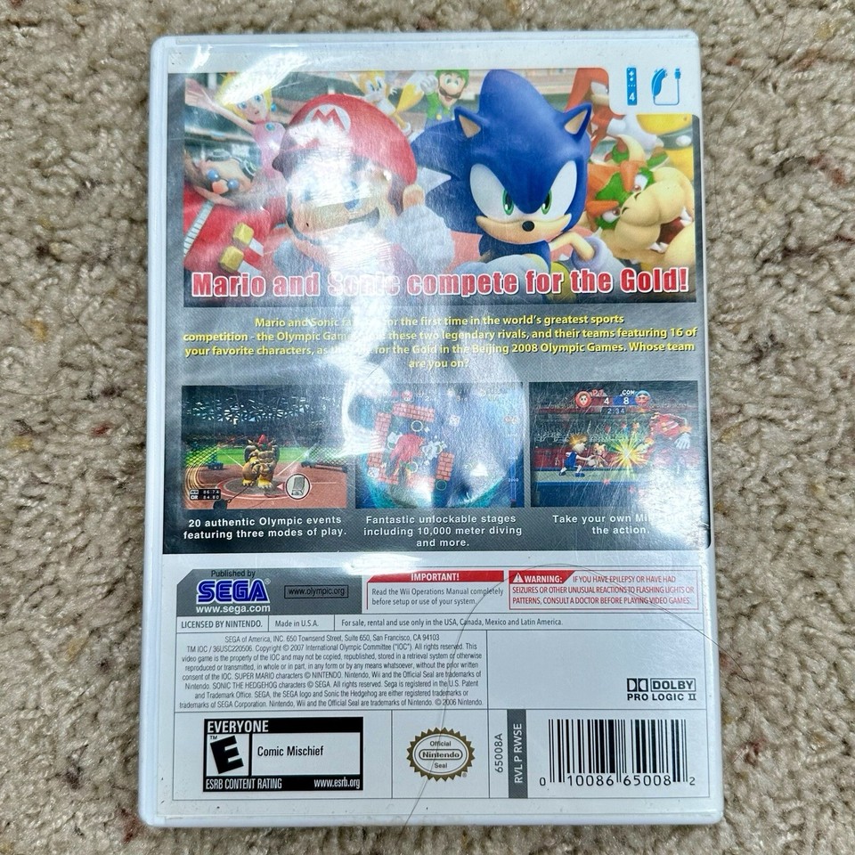 Mario And Sonic At The Olympic Games Wii PREOWNED COMPLETE CIB ...
