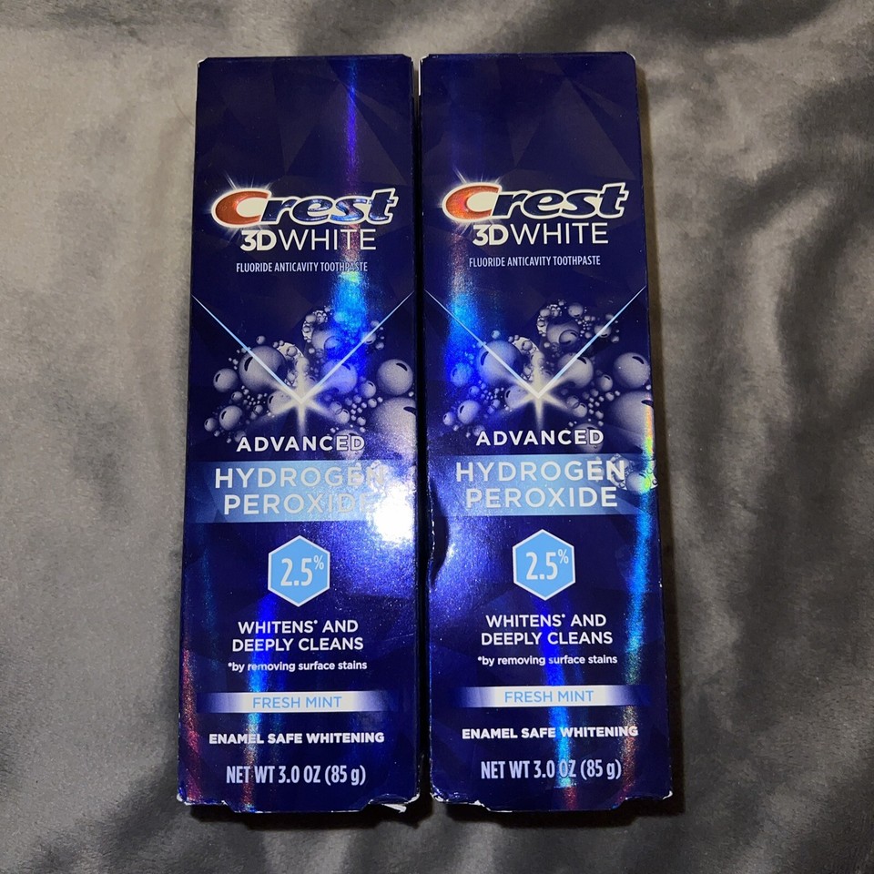 2 x Crest 3oz 3D White Advanced Hydrogen Peroxide Whitening Toothpaste ...