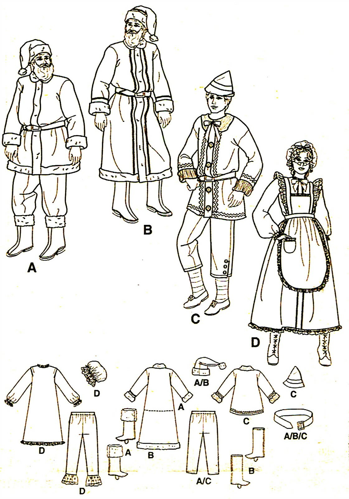 Simplicity Pattern 2542 Christmas Costumes for Adults Santa Elf Mrs ...