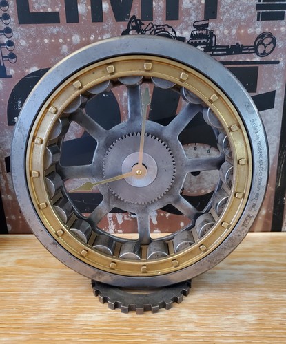 Vintage Industrial Clock. Huge 10" Roller Bearing & Gears. Brass ...