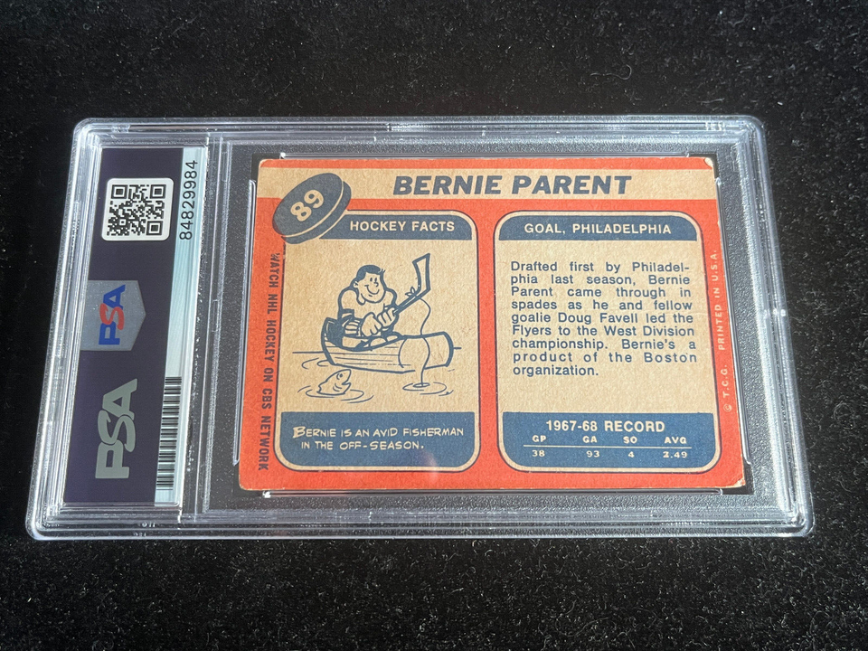 Bernie Parent signed 1968 Topps Rookie Card PSA DNA Inscribed HOF Auto ...