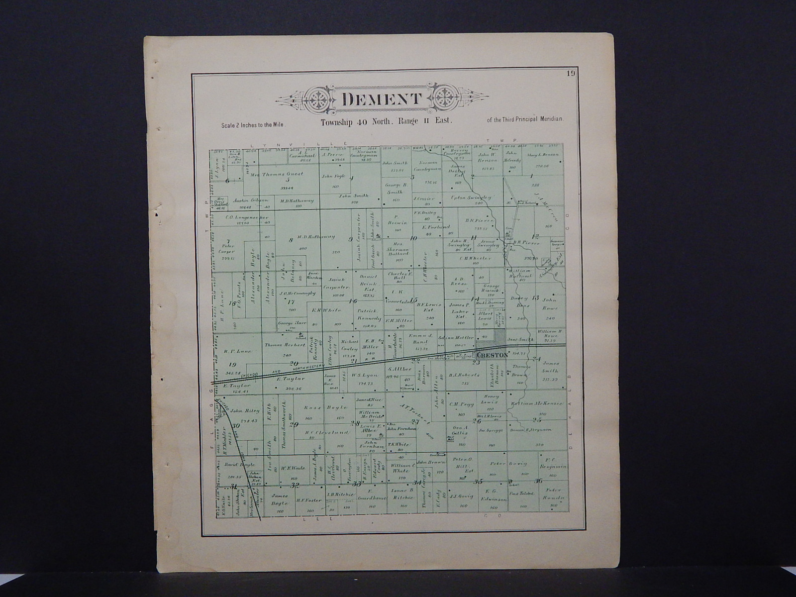Illinois Ogle County Map 1893 Township of Dement L16#61 | eBay