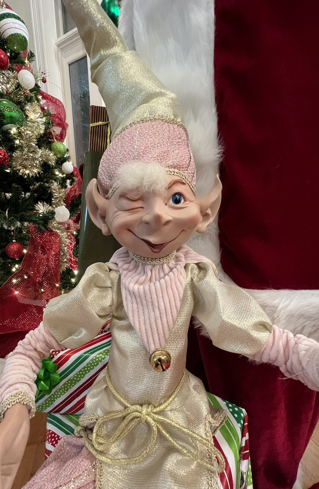 Robert Stanley Christmas Elf Posable Doll Shelf Sitter 30" Pink Gold ...