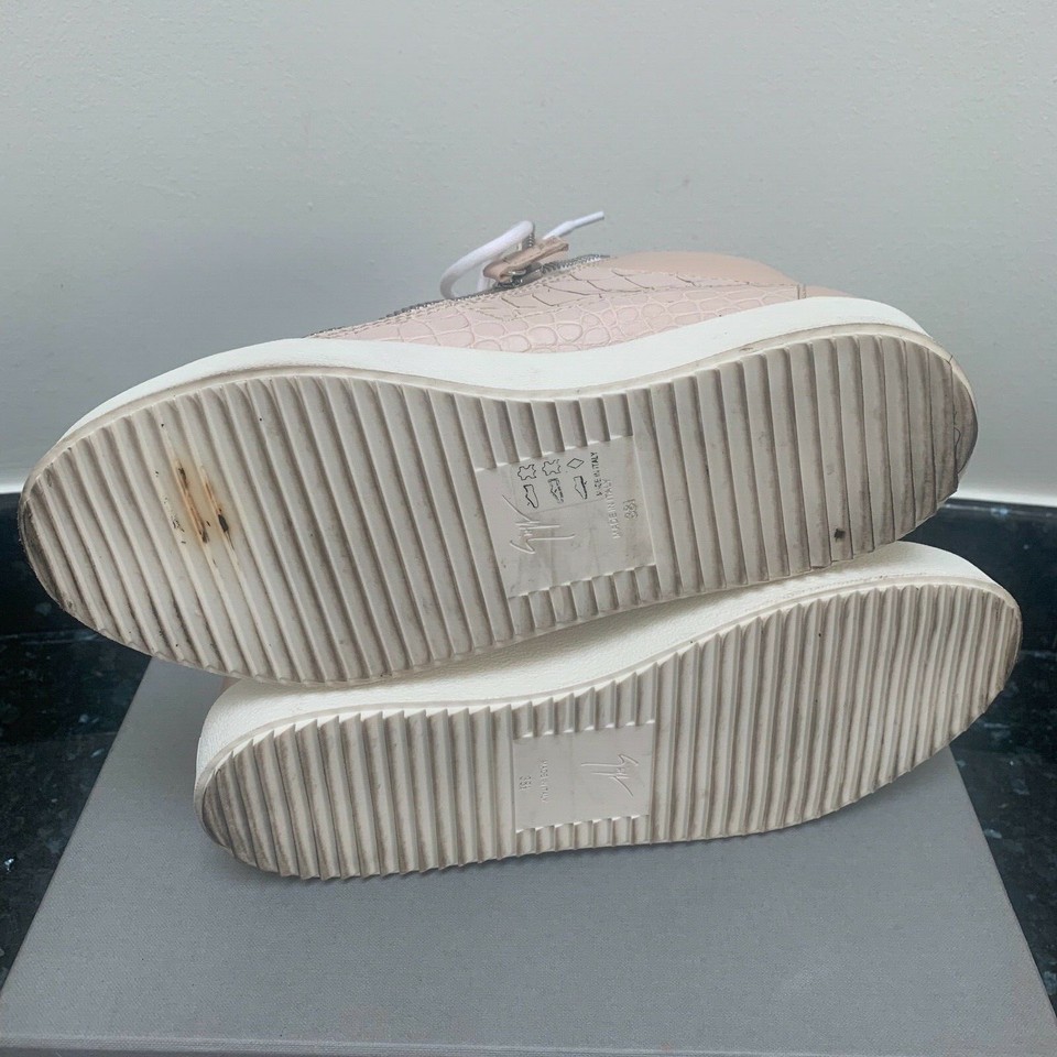 GIUSEPPE ZANOTTI WOMEN LIGHT PINK CROC EMBOSSED LEATHER HIGH TOP ...