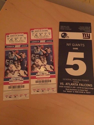 New York GIants vs Atlanta Falcons Novermber 22, 2009 Unused Tickets | eBay
