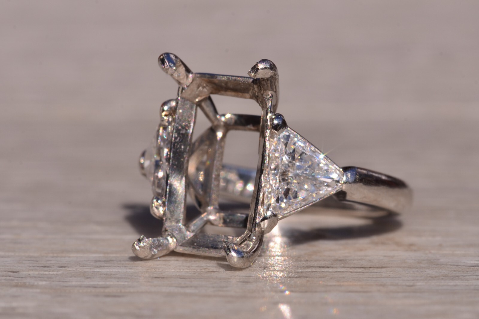 Vintage Platinum Three Stone Mounting with Diamonds - Gem