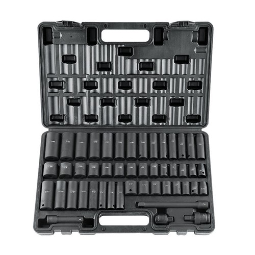 Impact Sockets Set 48pcs 6-Point 3/8in Drive Bit Ratchet Tool Kit Case ...
