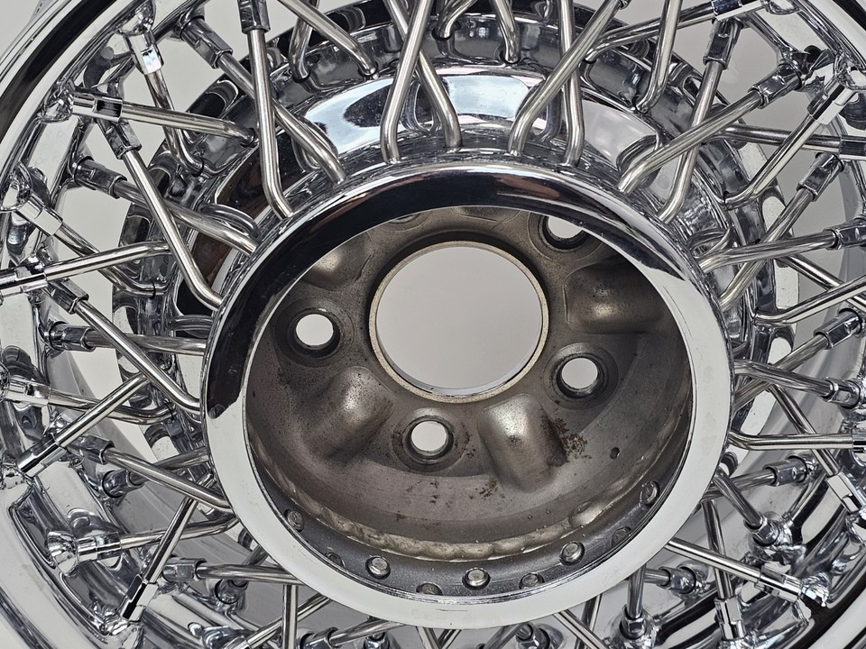 NICE 14x5.5 Roadster Wire Wheels Set 5x4.5 in Pattern 3.5 in BS Ford ...