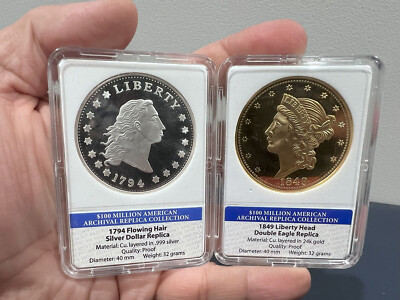 1849 Liberty Head Double Gold Eagle & 1794 Flowing Hair Silver Dollar ...