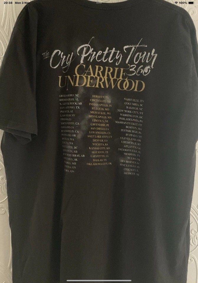 Carrie Underwood 2019 The Cry Pretty Tour 360 Black Concert Tee Shirt ...