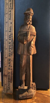 Olive Wood Judaica Statue Israel Jewish Hand=Made Man Beard Carrying A ...