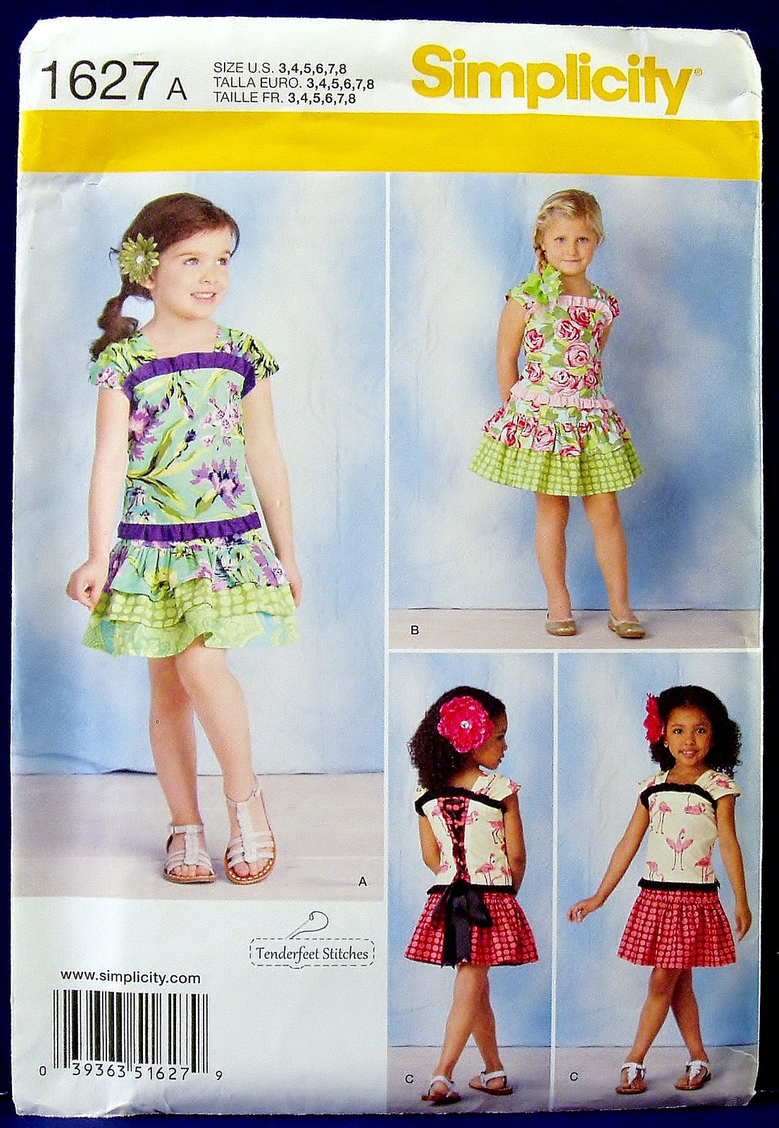Simplicity Girls Ruffled Tier Skirt Lace-Up Top Sewing Pattern 3,4,5,6 ...