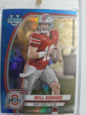 2024 Bowman University Chrome #182 Will Howard Blue /199 Ohio State | eBay
