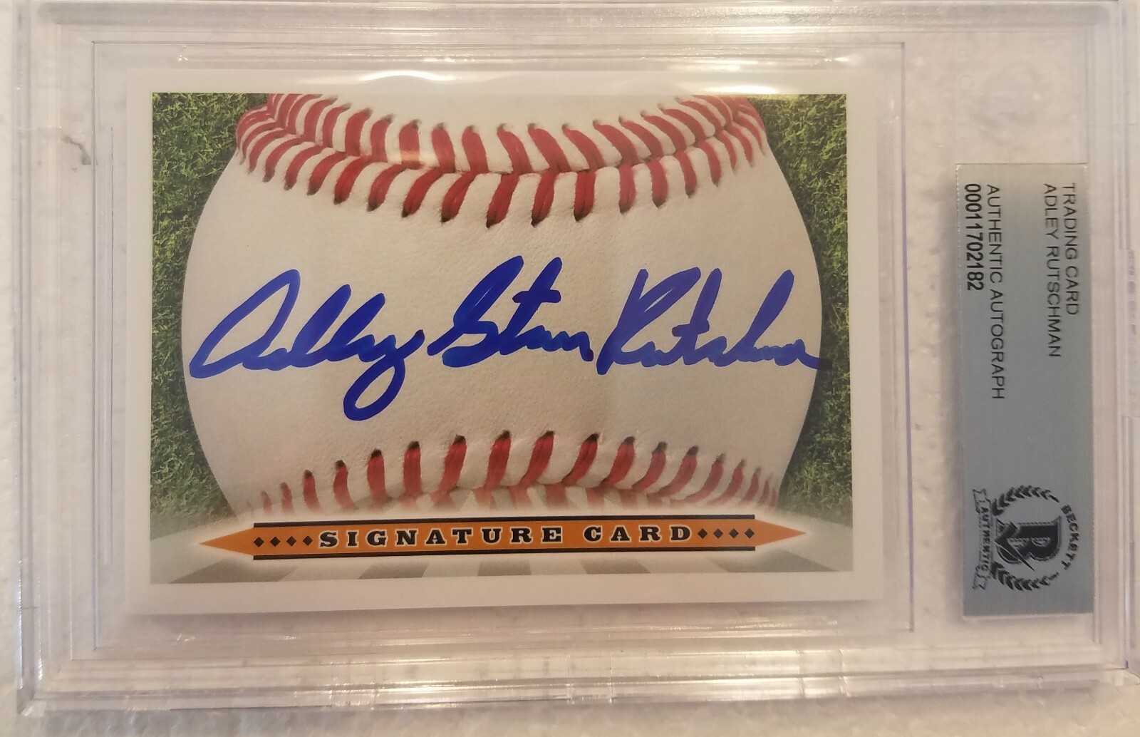 ADLEY RUTSCHMAN Signature Card AUTO signed BAS Beckett Authentic FULL ...