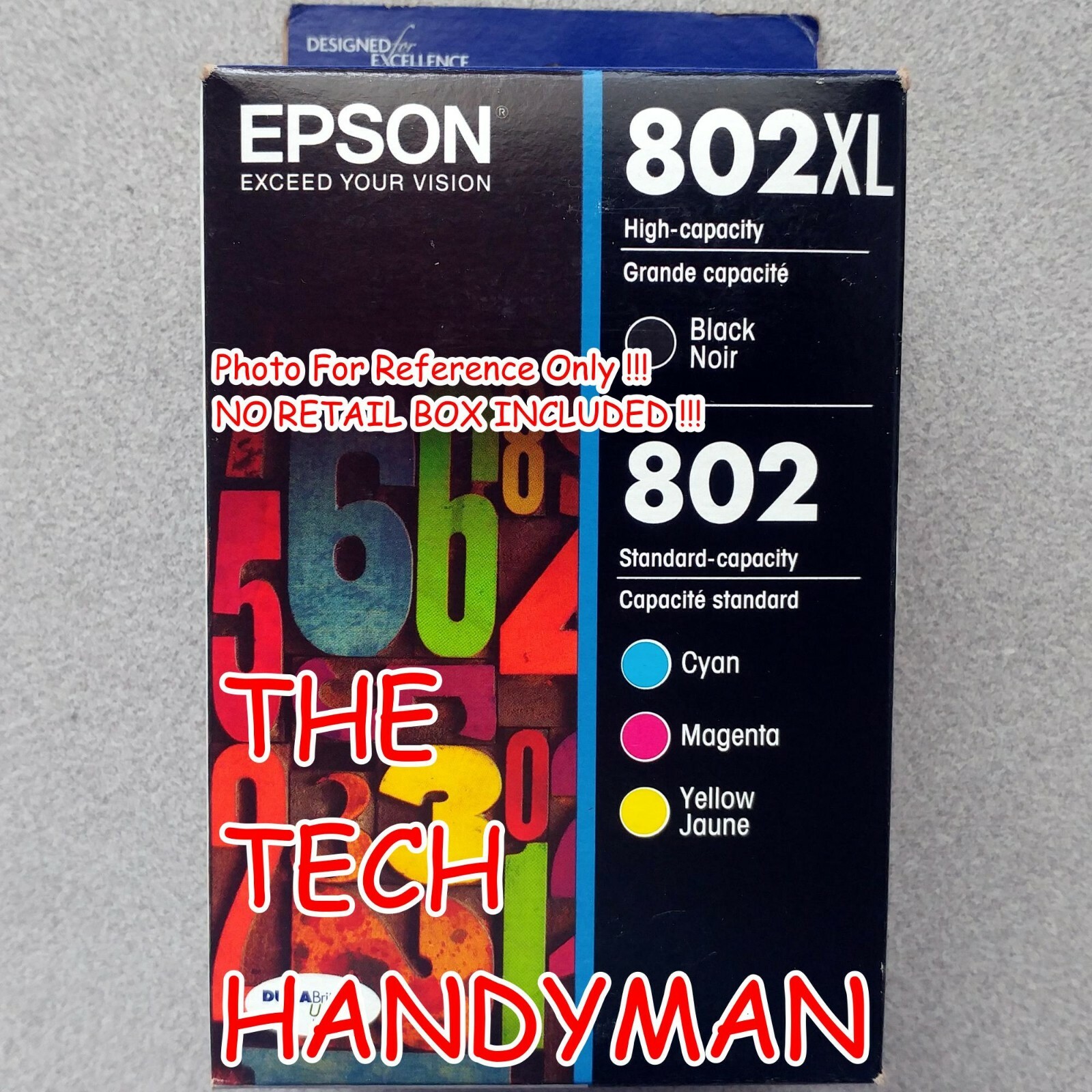 4-PACK EPSON GENUINE 802XL BLACK & 802 COLOR INK (NO RETAIL BOX) WF ...