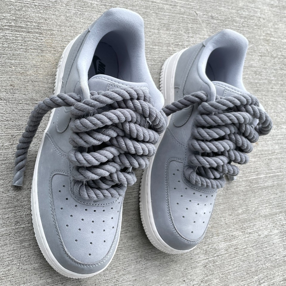 Air Force 1 Custom Wolf Grey and Off White AF1 Sneakers with Chunky ...