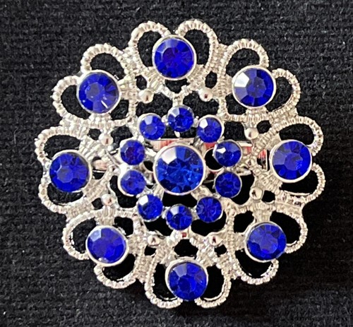 Stunning Rhinestone Blue Crystal Silver Tone Brooch Pin B7 | eBay