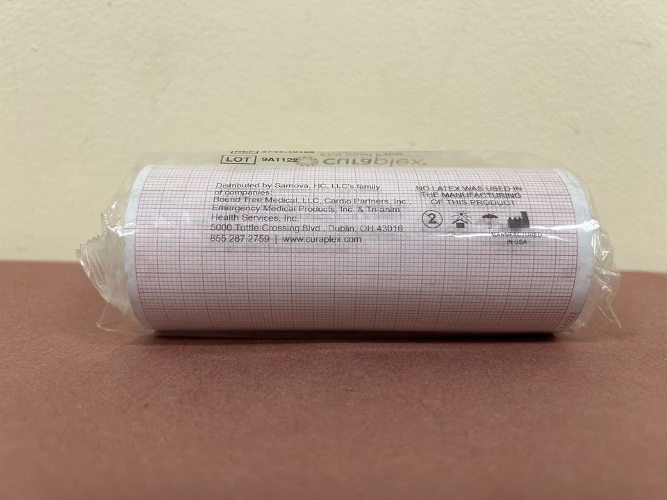 Curaplex LifePak ECG Chart EKG Thermal Paper 108mm Red Grid Rolled ...